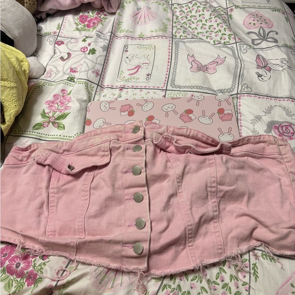 SHEIN | Tops | Shein Pink Buttonup Crop Top | Poshmark